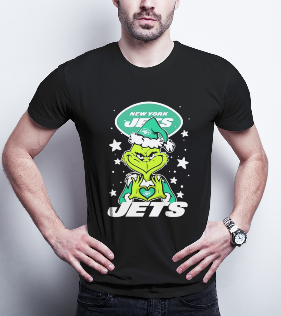 New York Jets Grinch Christmas 2026 Football Love Hands T-Shirt