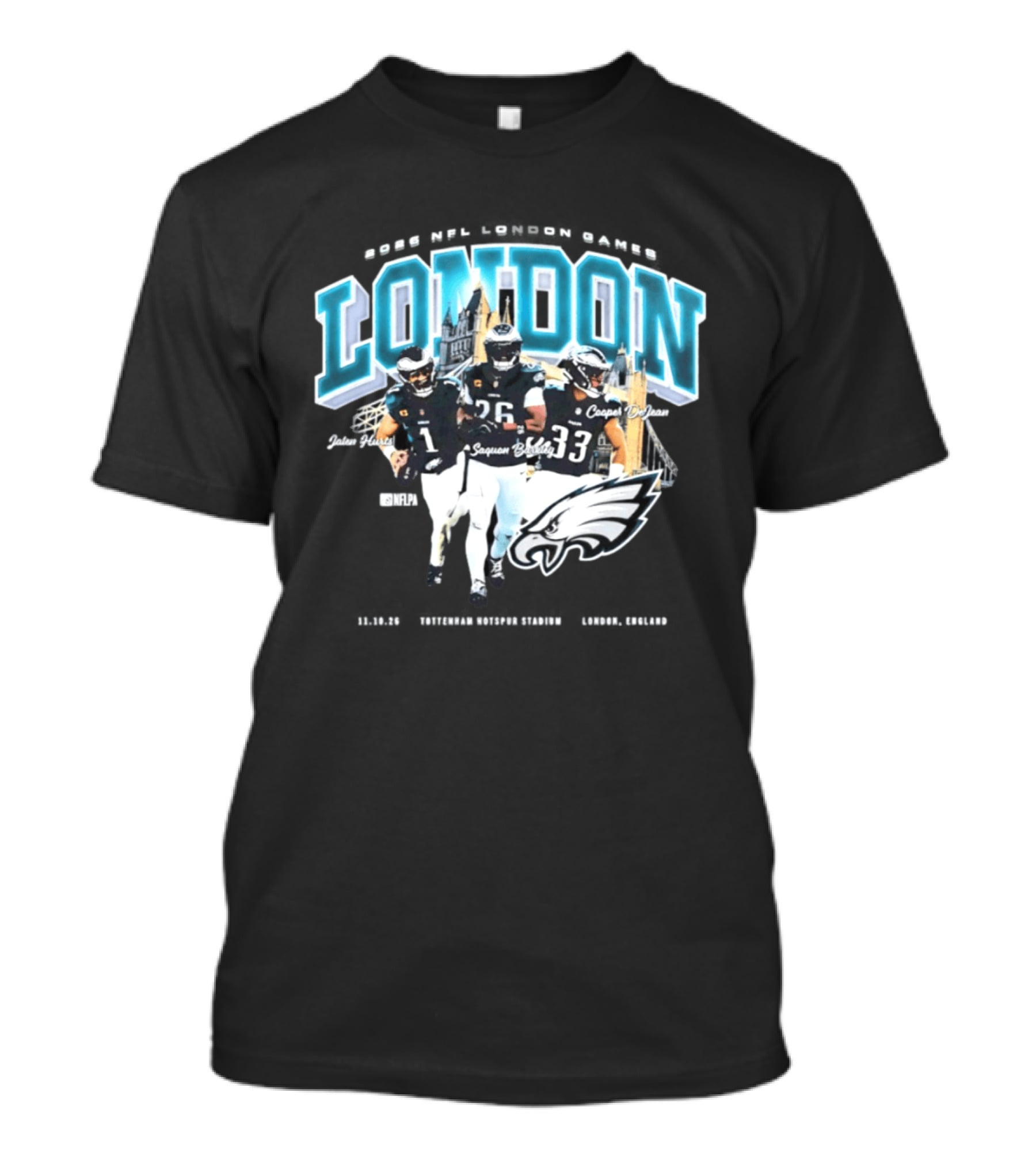 Philadelphia Eagles 2026 London International Games Saquon Barkley Jalen Hurts Eagles T-Shirt