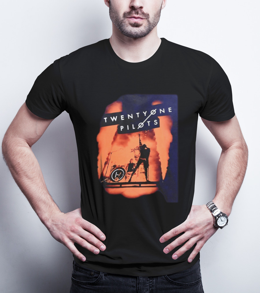 Twenty One Pilots Concert Orange Stage Lights Silhouette Tyler Joseph T-Shirt