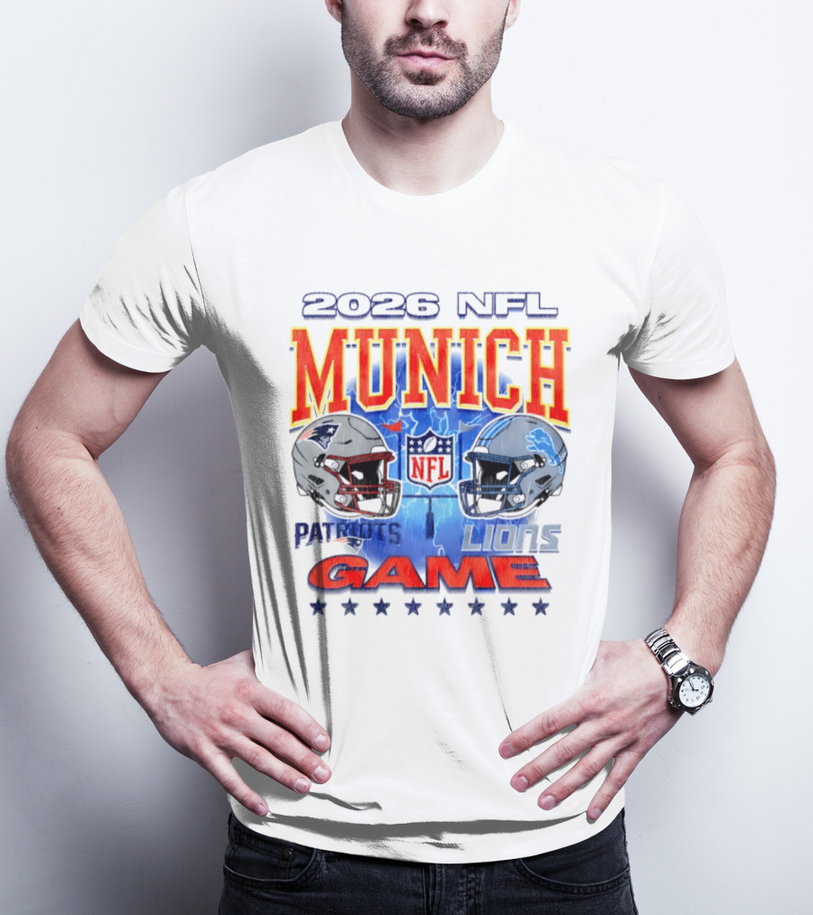 2026 NFL Munich Game New England Patriots Vs Detroit Lions Helmets T-Shirt