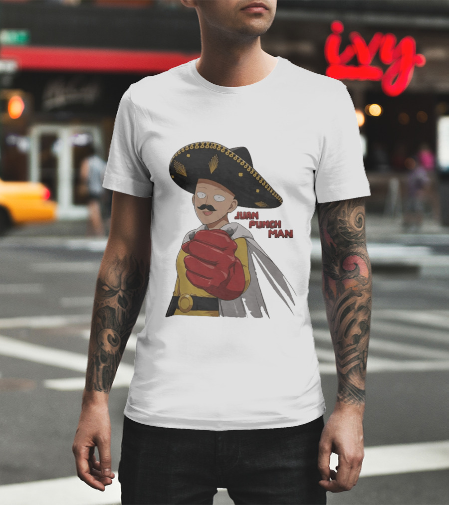 Juan Punch Man Mexican Sombrero Moustache T-Shirt