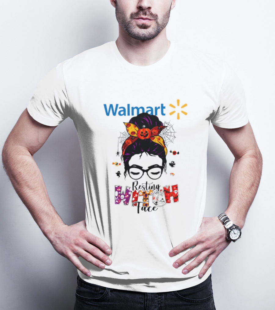 Walmart Resting Witch Face Halloween 2026 Pumpkin Glasses Fun T-Shirt