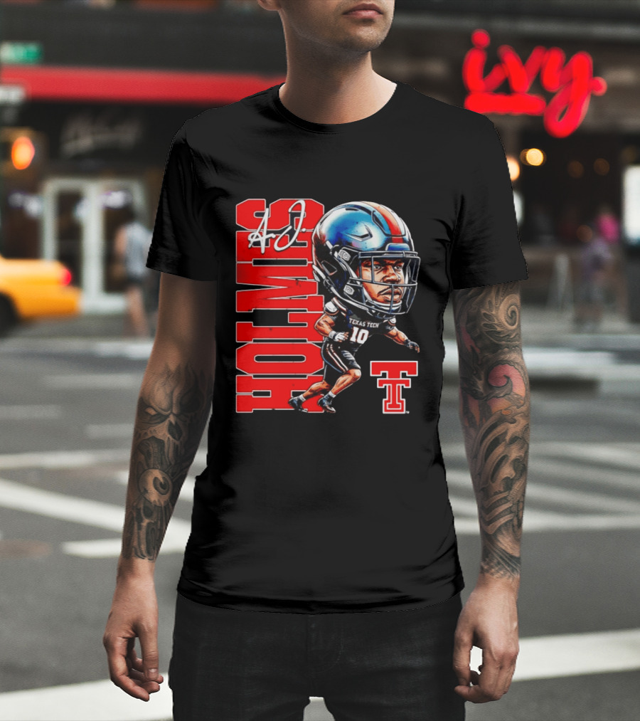 A.J. Holmes Jr Texas Tech Red Raiders Football FT NCAA Bobble Head T-Shirt
