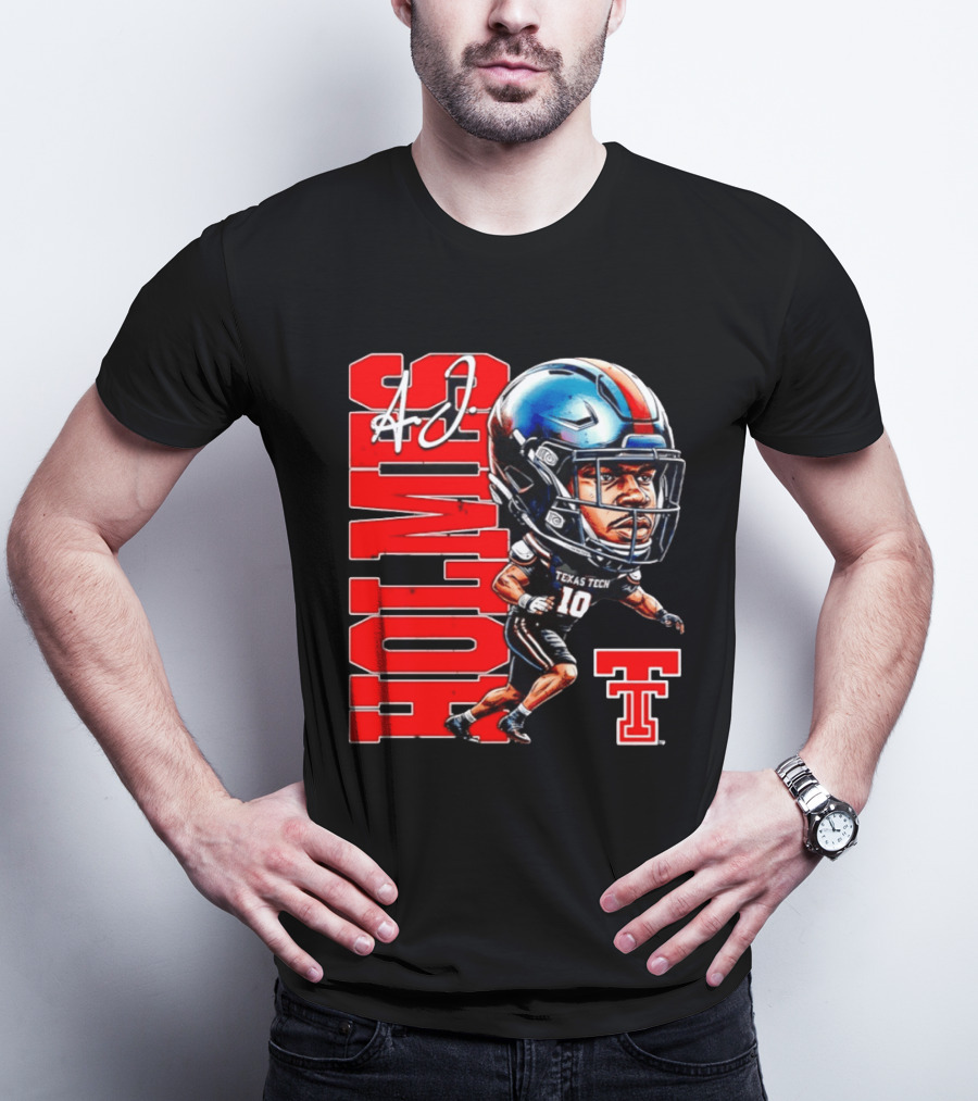 A.J. Holmes Jr Texas Tech Red Raiders Football FT NCAA Bobble Head T-Shirt