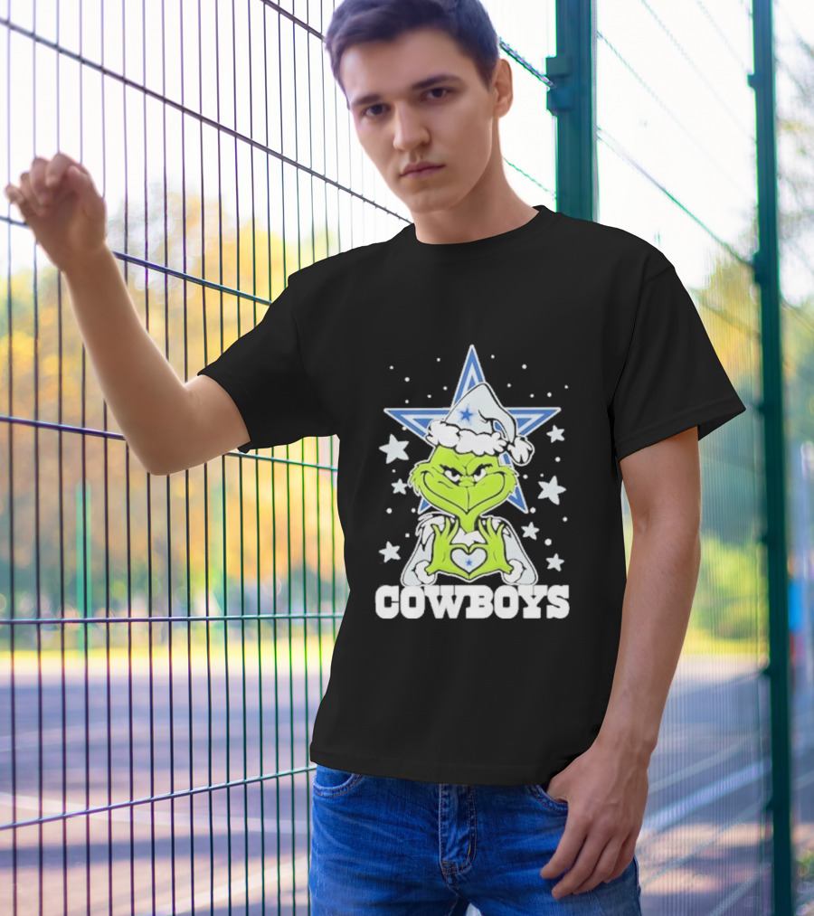 Dallas Cowboys Grinch Love Hands Christmas Star 2026 Football T-Shirt
