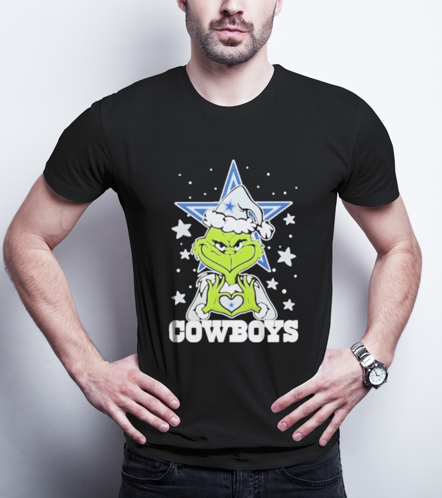 Dallas Cowboys Grinch Love Hands Christmas Star 2026 Football T-Shirt
