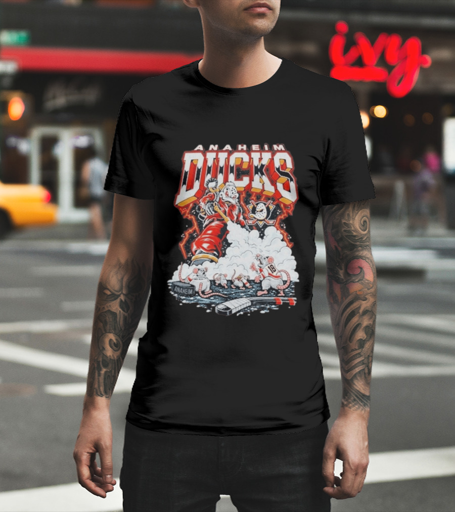Anaheim Ducks Pest Control NHL Hockey Cartoon Rats T-Shirt