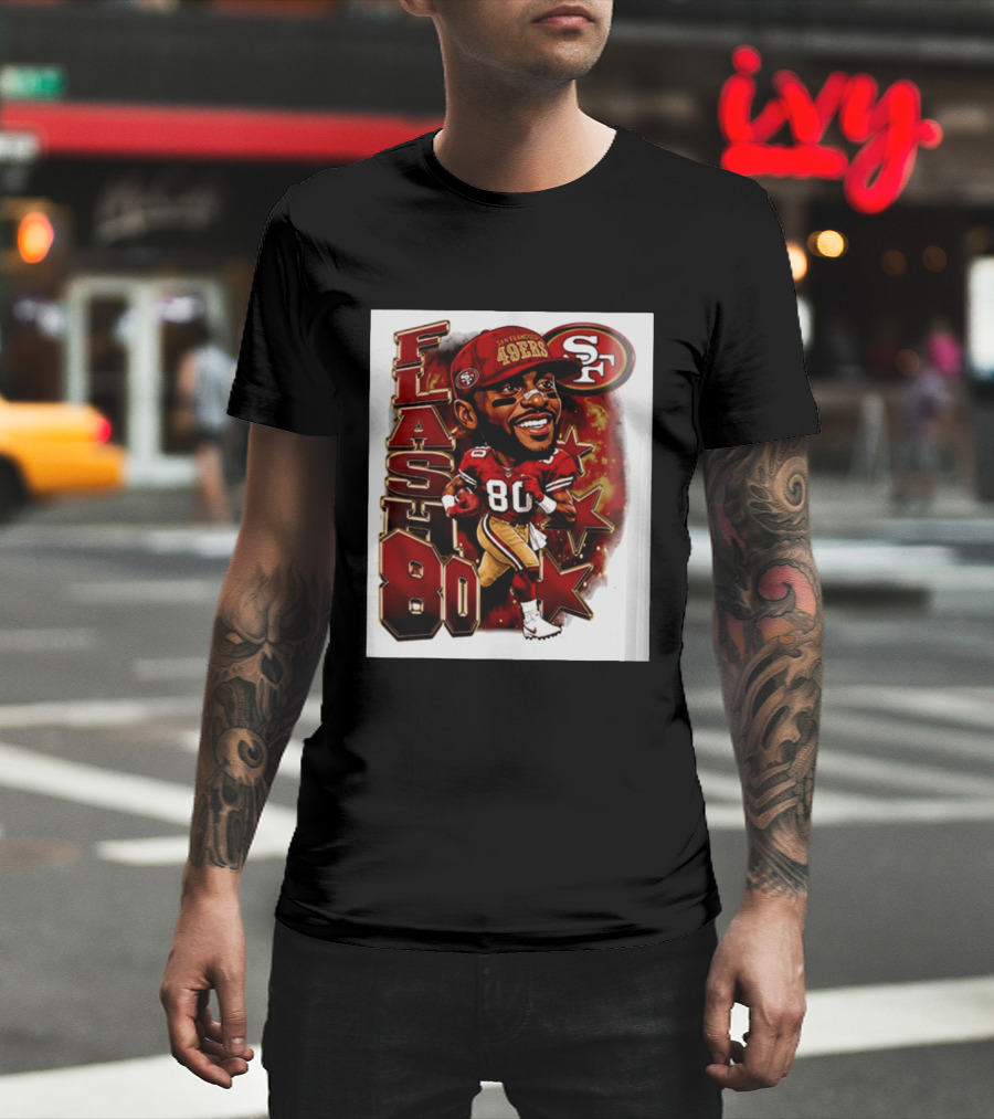 Flash Jerry Rice 80 San Francisco 49ers Caricature SF T-Shirt