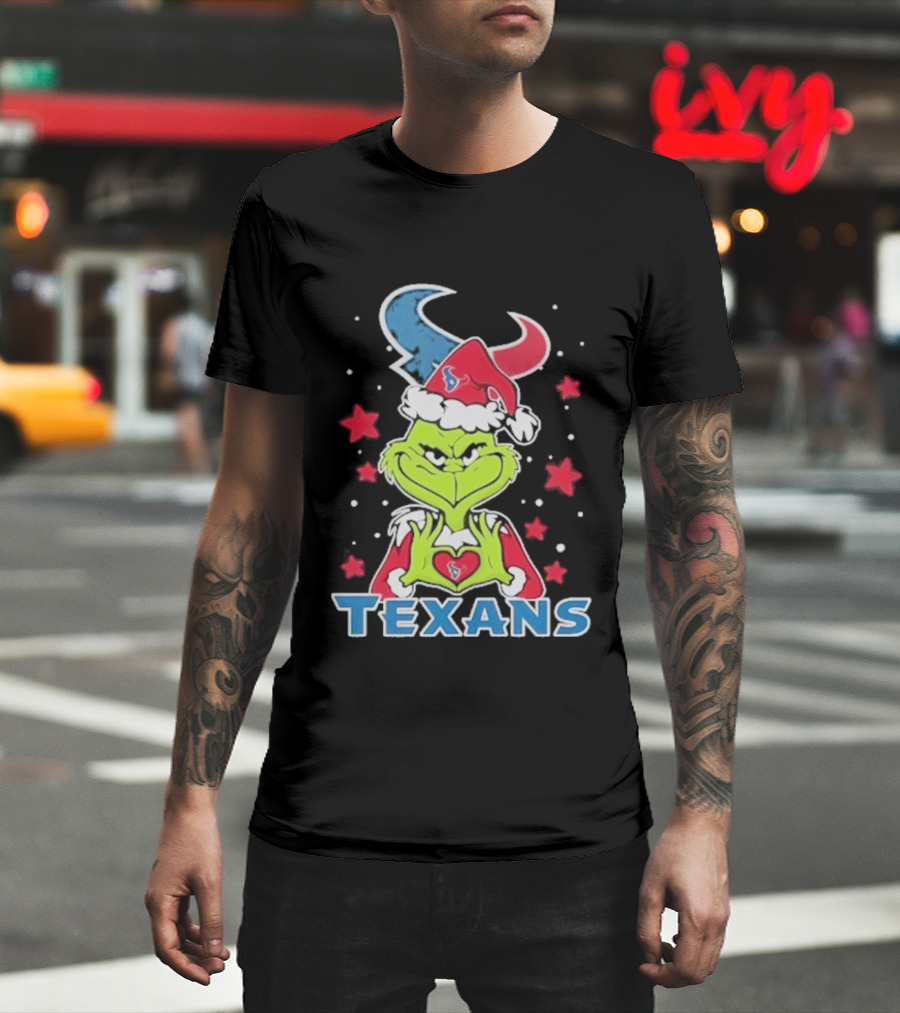 Houston Texans Grinch Love Hands Christmas Football 2026 T-Shirt