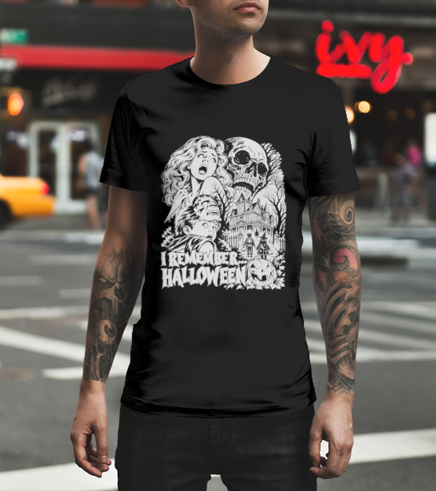 I Remember Halloween Haunted House Skull Pumpkin T-Shirt