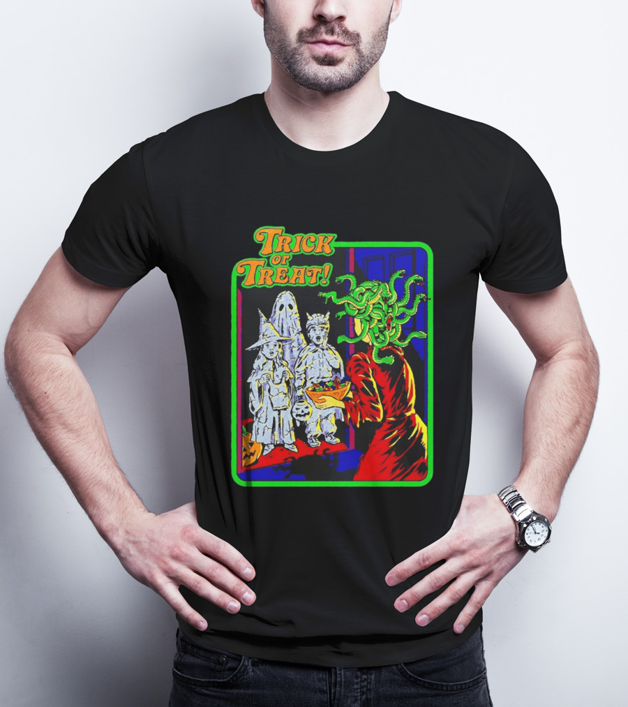 Trick Or Treat Medusa Halloween Retro Comic T-Shirt