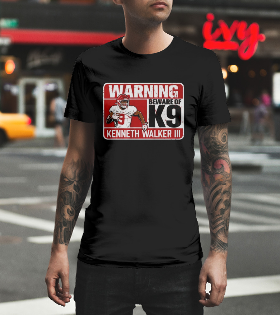 Kenneth Walker III Warning Beware Of K9 Football Player T-Shirt