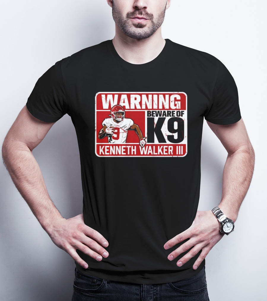 Kenneth Walker III Warning Beware Of K9 Football Player T-Shirt