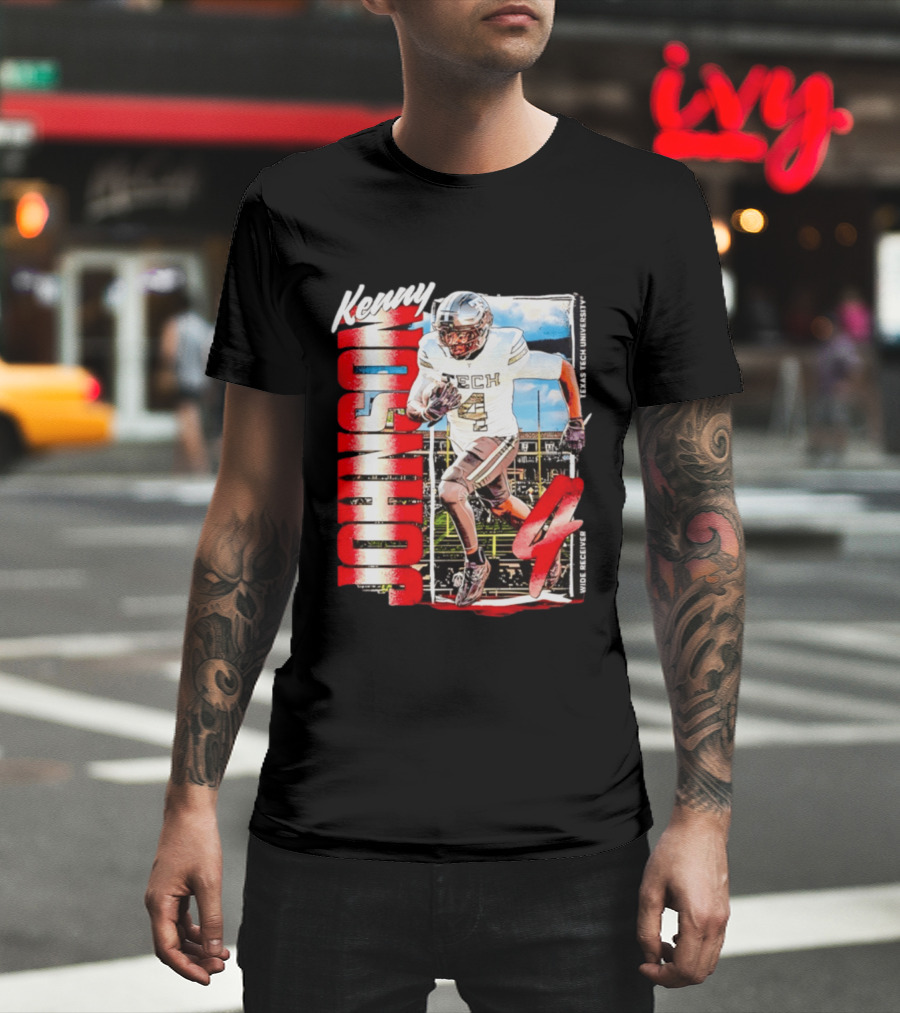 Kenny Johnson Texas Tech Red Raiders Wide Receiver Football NCAA Cards Stadium T-Shirt