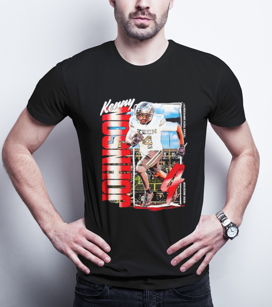Kenny Johnson Texas Tech Red Raiders Wide Receiver Football NCAA Cards Stadium T-Shirt