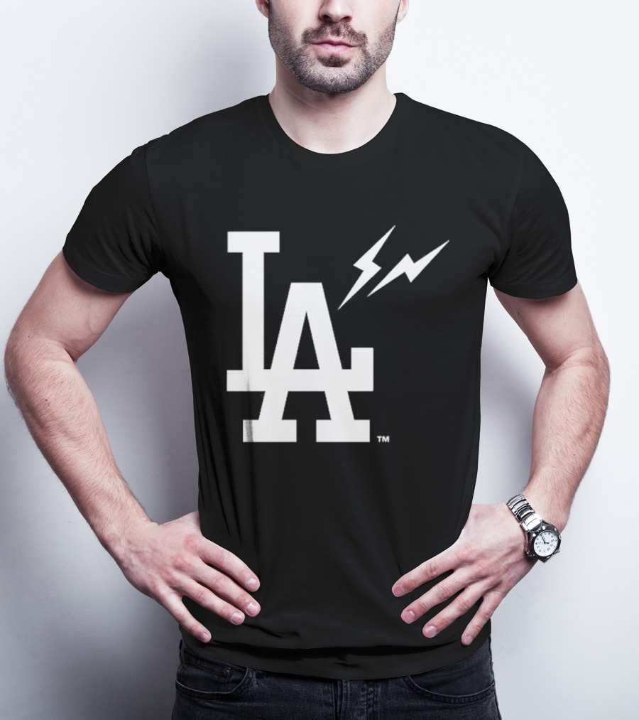Los Angeles Dodgers Fragment LA Thunder Lightning Bolt T-Shirt