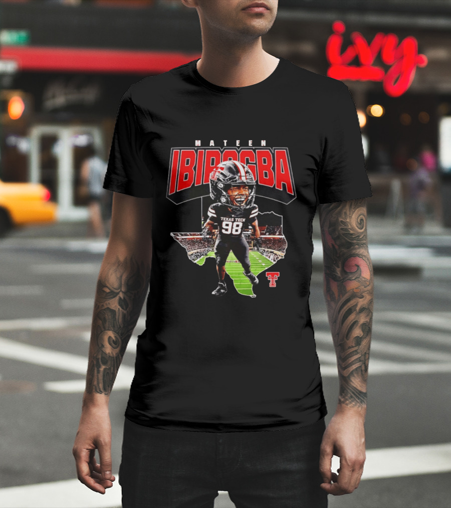 Mateen Ibirogba Texas Tech Red Raiders Football NCAA Caricature Stadium T-Shirt