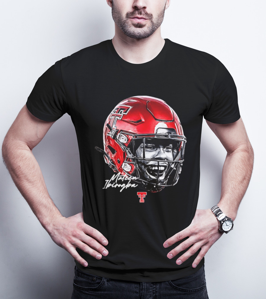 Mateen Ibirogba Texas Tech Red Raiders Football NCAA Game Face Helmet TTU T-Shirt