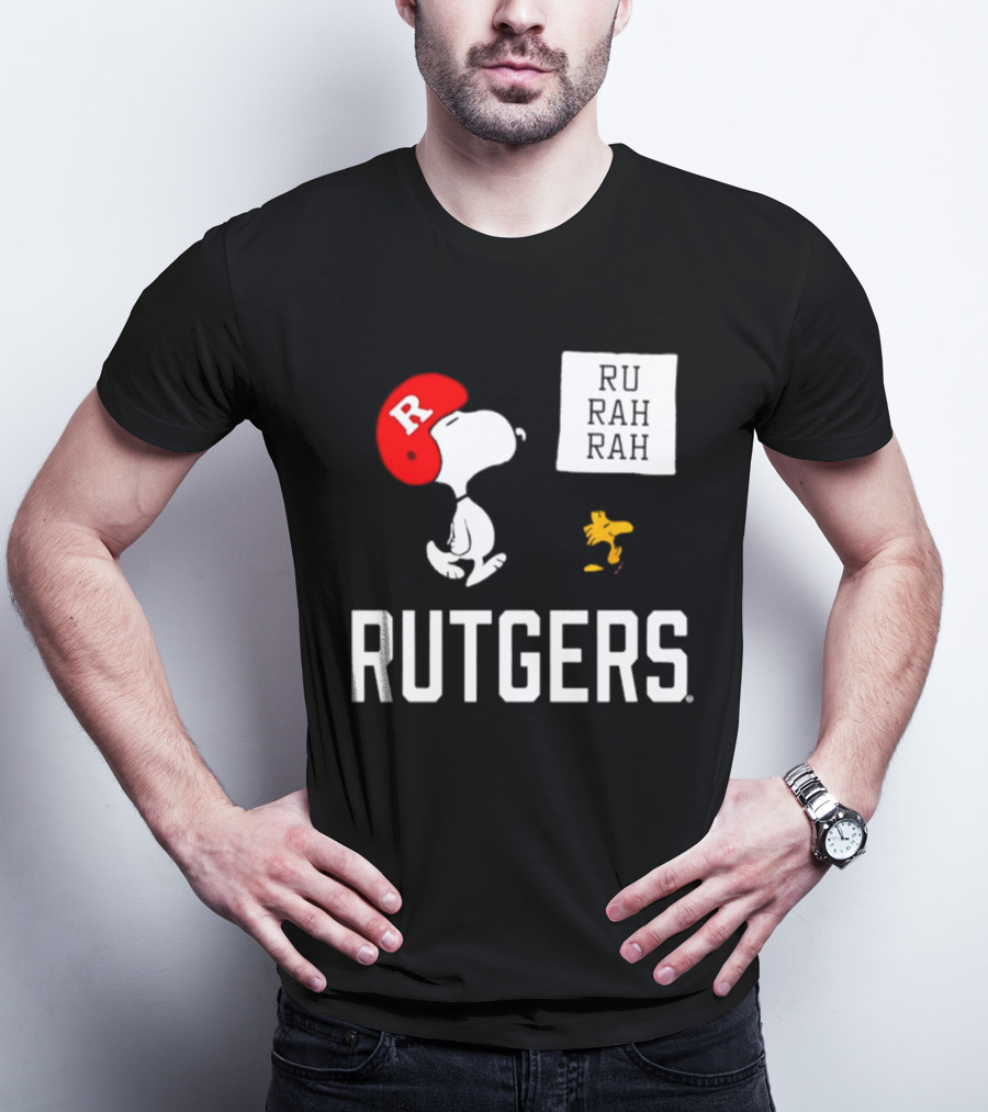 Snoopy Woodstock Rutgers Scarlet Knights Football Helmet R T-Shirt