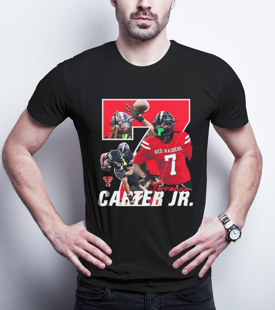 Terrance Carter Jr Red Raiders Texas Tech Football Player Collage NCAA Number 7 T-Shirt
