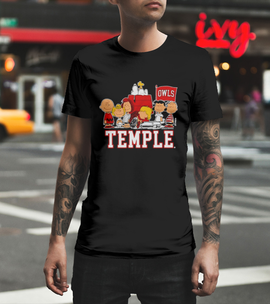 Peanuts Snoopy Temple Owls Football Lucy Charlie Brown Woodstock T-Shirt