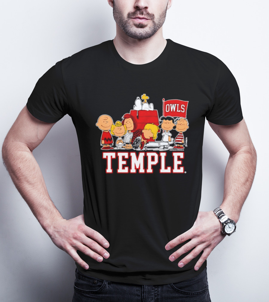 Peanuts Snoopy Temple Owls Football Lucy Charlie Brown Woodstock T-Shirt