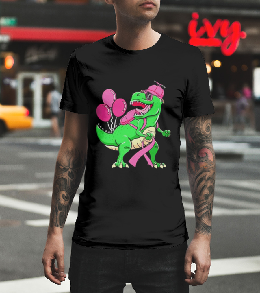 T Rex Party With Pink Balloons And Ribbon Accessories T-Shirt