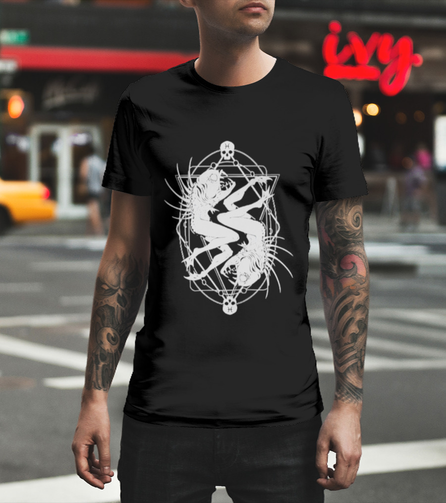 Pisces Zodiac Skull Fish Astrology Gothic Symbolism T-Shirt