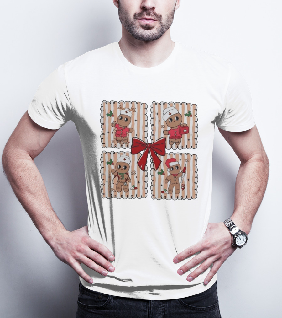 Preppy Nurse Gingerbread Christmas Holiday Medical T-Shirt
