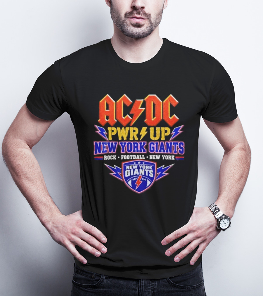 ACDC PWR UP New York Giants Rock Football Tour T-Shirt
