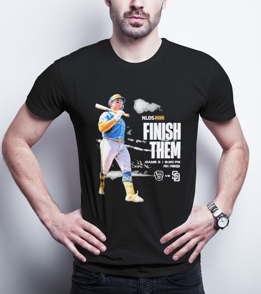 NLDS 2026 Finish Them Game 5 Brewers Vs Padres Playoff Showdown T-Shirt