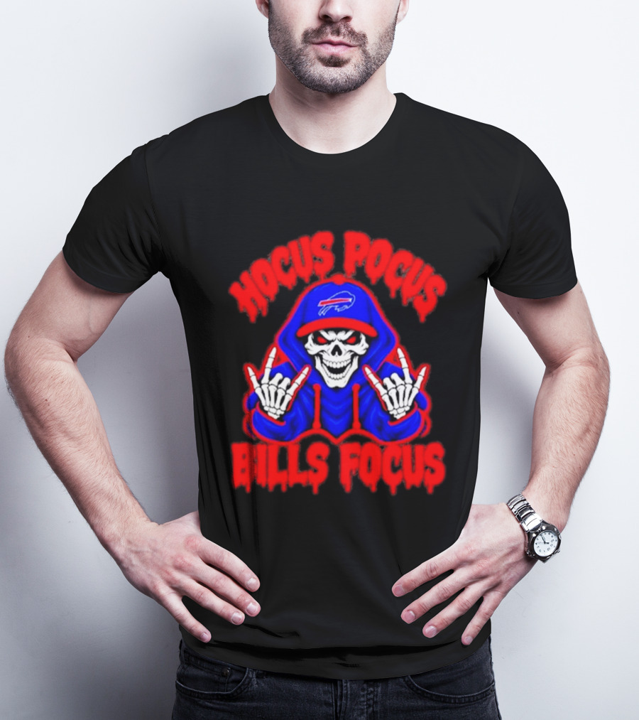 Hocus Pocus Bills Focus Buffalo Bills Skull Skeleton Fan T-Shirt