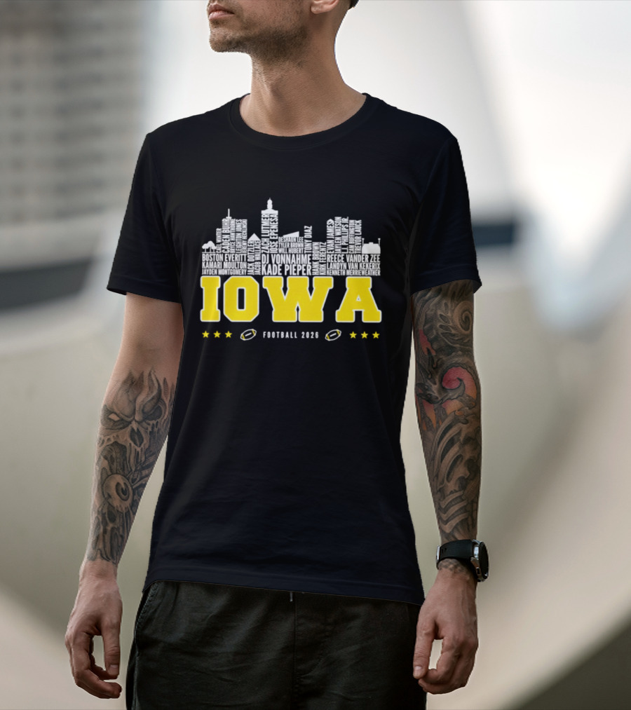 Iowa Football 2020 Skyline Stars Football T-Shirt