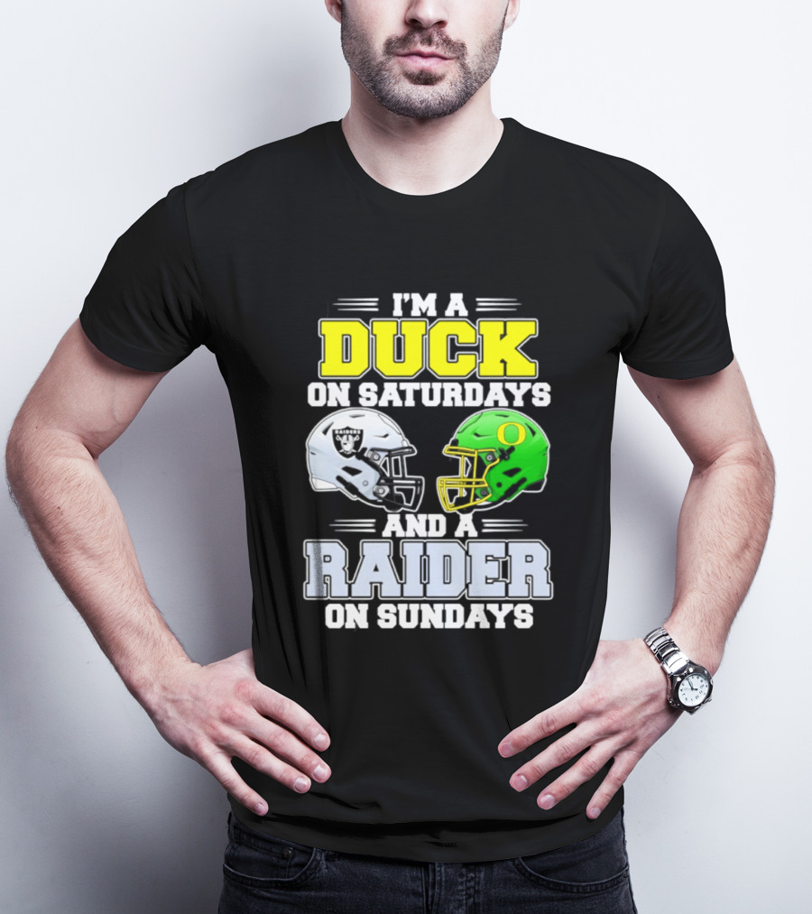 I'm A Duck On Saturdays And A Raider On Sundays Football Helmet T-Shirt