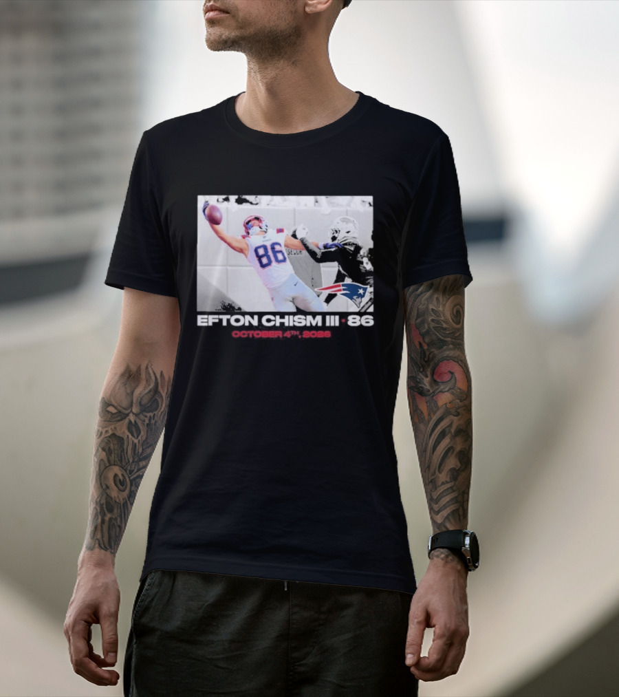 Efton Chism III New England Patriots Week 4 Black Flash Football Highlight T-Shirt