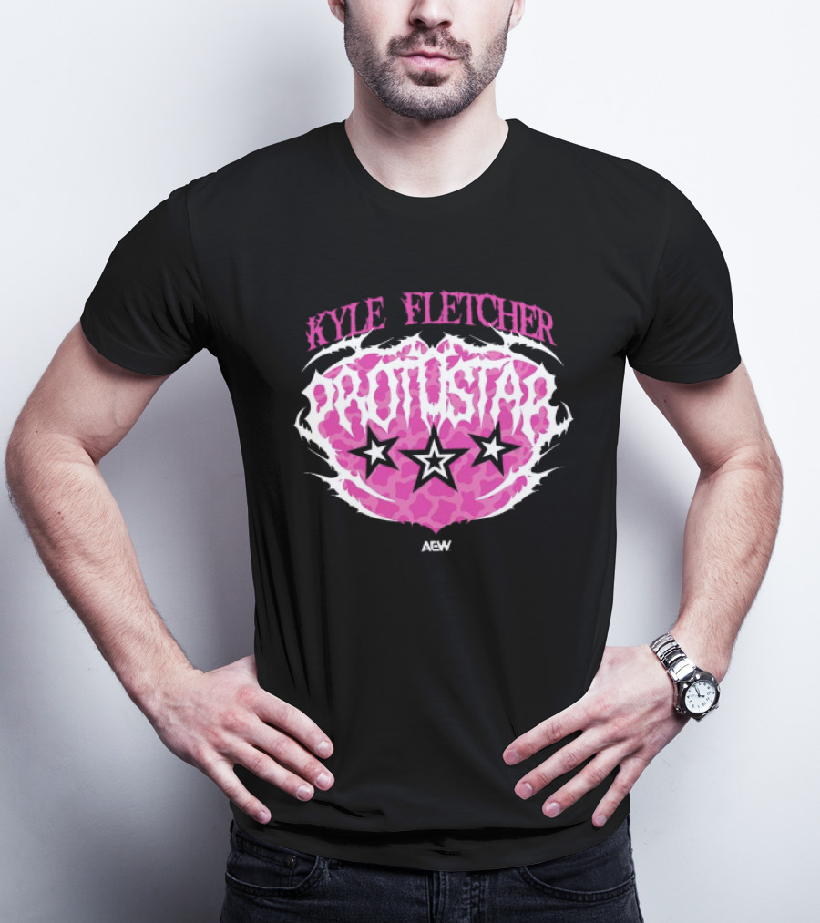 Kyle Fletcher Protostar AEW 2026 Three Stars Retro Pink T-Shirt