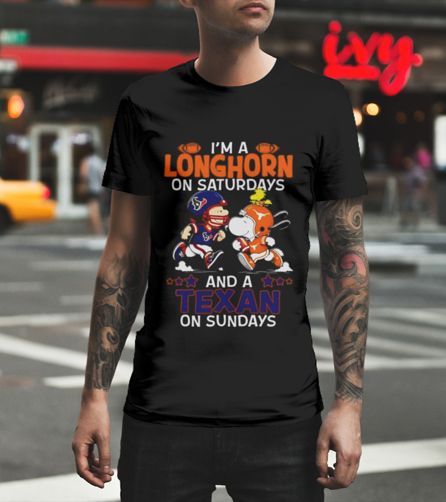 Peanuts I'm A Longhorn On Saturdays And A Texan On Sundays T-Shirt