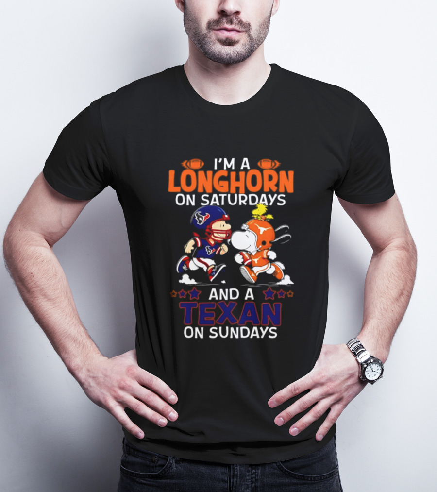 Peanuts I'm A Longhorn On Saturdays And A Texan On Sundays T-Shirt