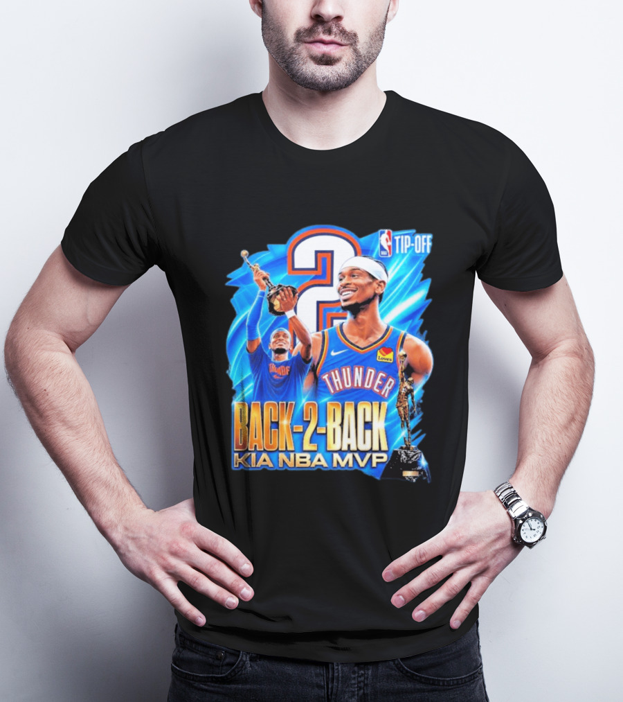 Kia NBA MVP Thunder Back 2 Back Shai Gilgeous Alexander 2026 T-Shirt