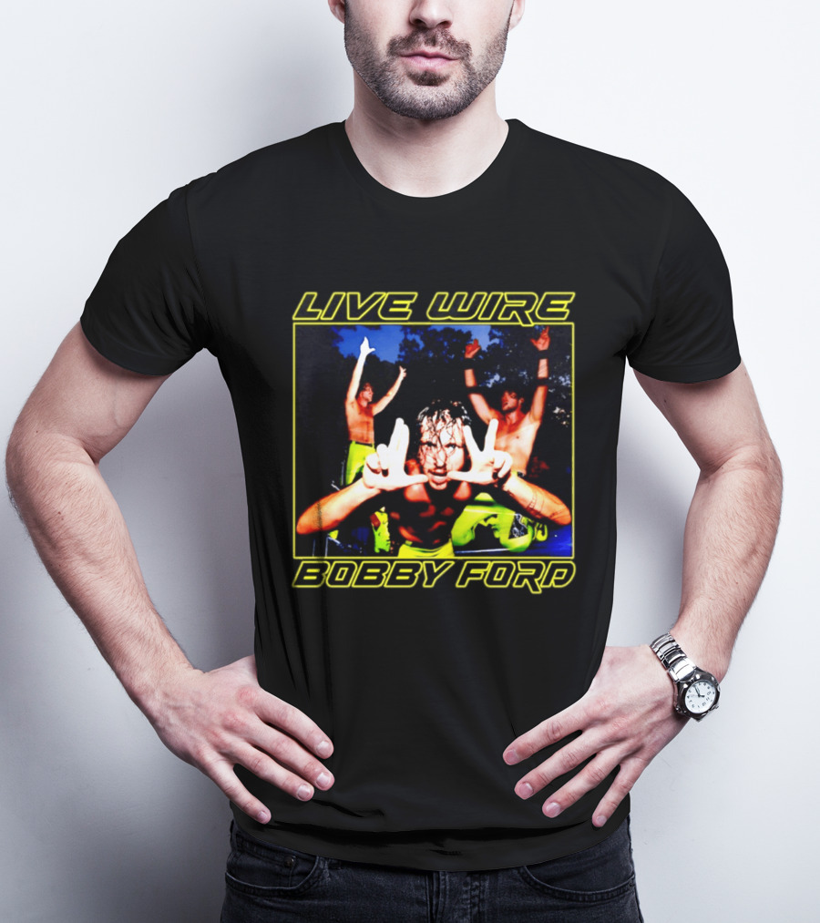 Live Wire Bobby Ford Wrestling Trio Action Pose T-Shirt