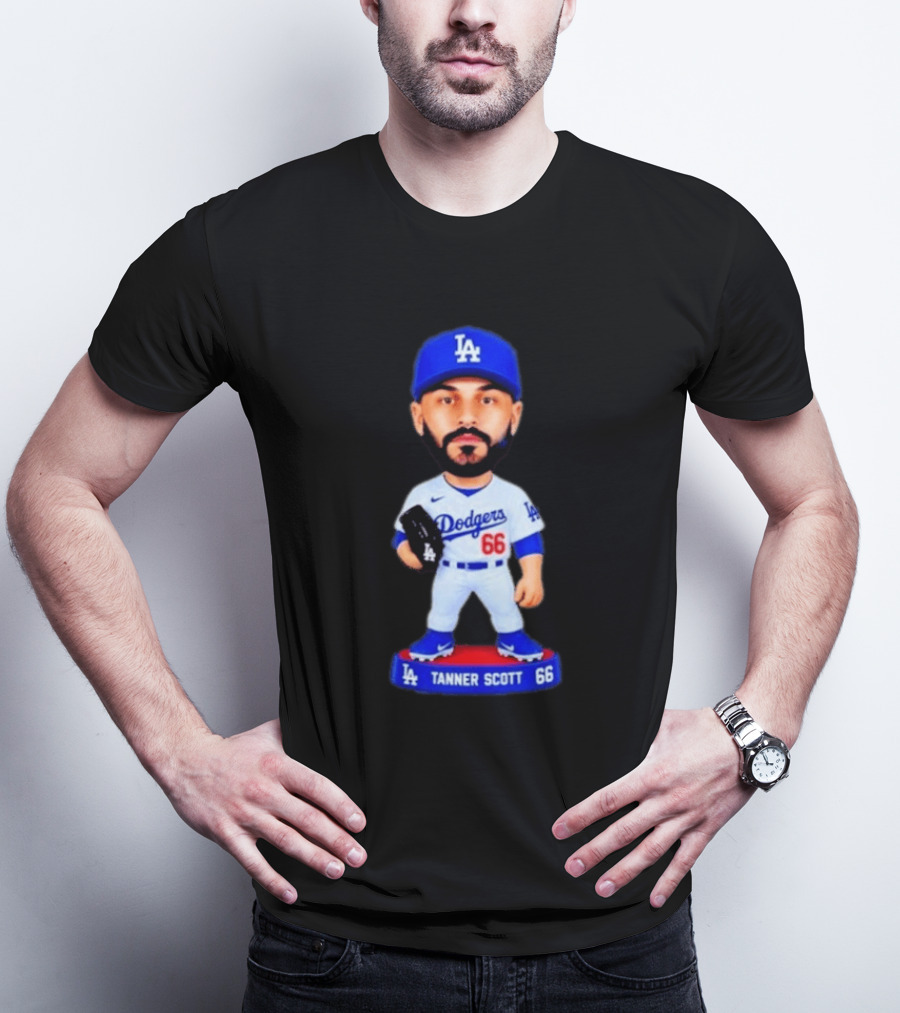 Tanner Scott Los Angeles Dodgers Number 66 Bobblehead Collectible T-Shirt