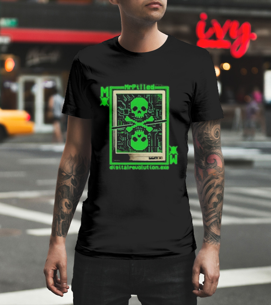 MrPilled DigitalRevolution.exe Hacker Cyber Circuitry Skull T-Shirt