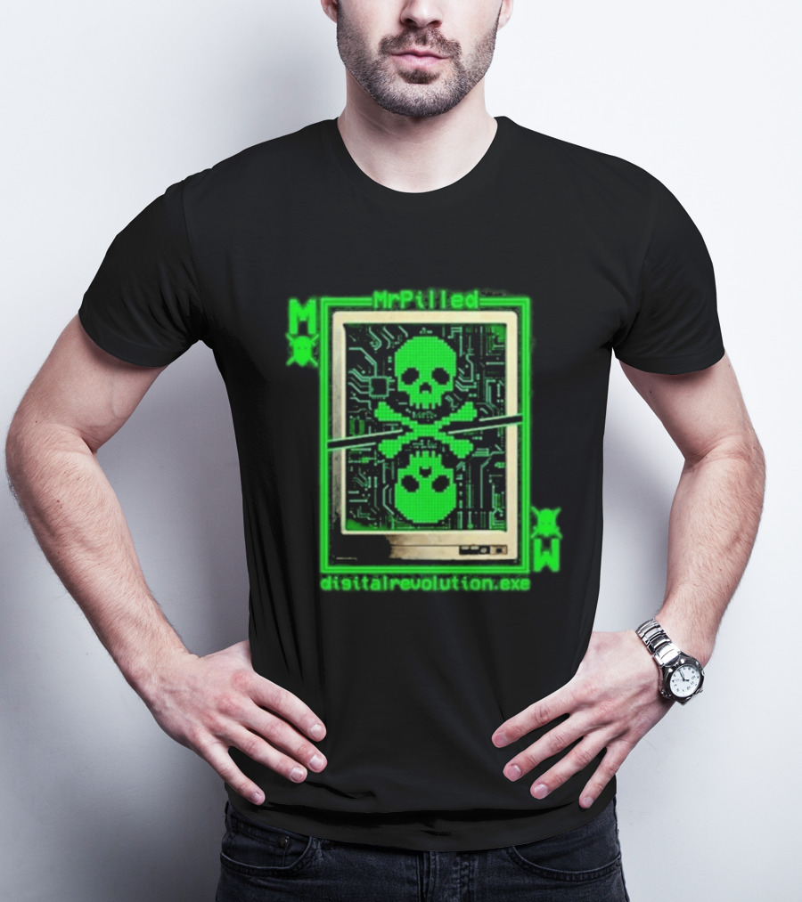 MrPilled DigitalRevolution.exe Hacker Cyber Circuitry Skull T-Shirt