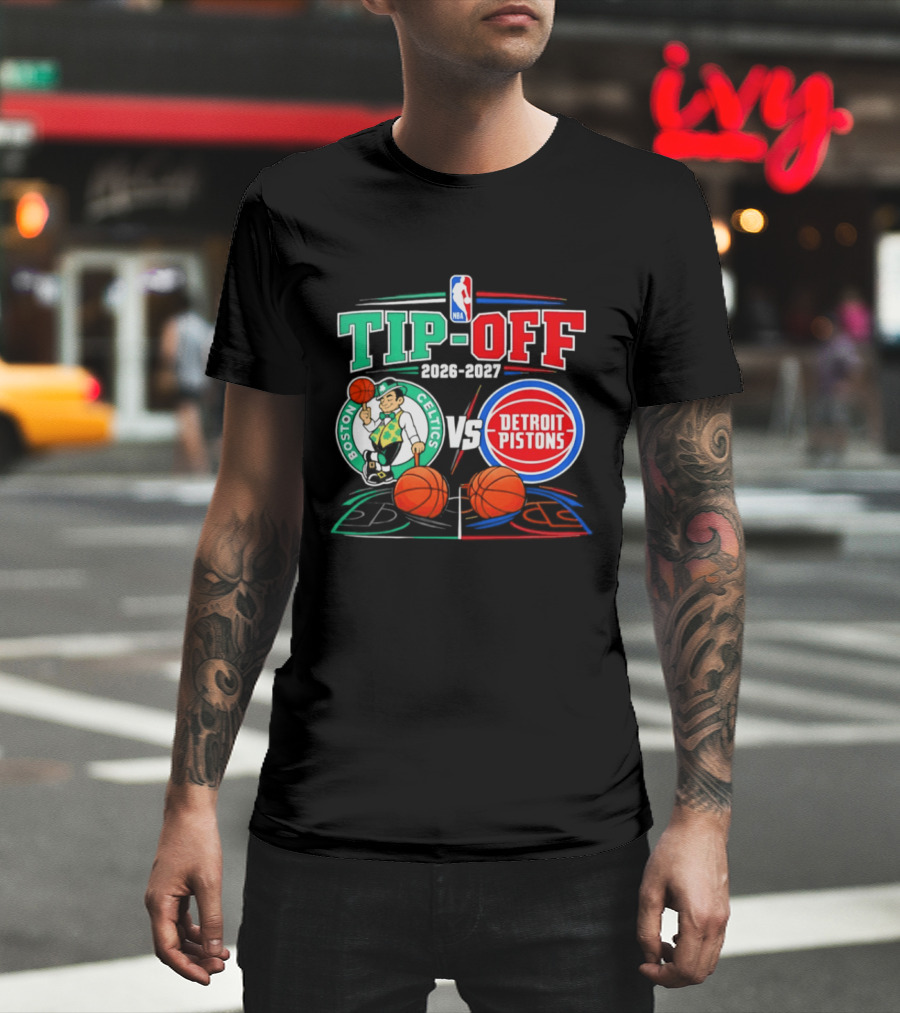 NBA Tip Off 2026 2027 Boston Celtics Vs Detroit Pistons Opening Night T-Shirt