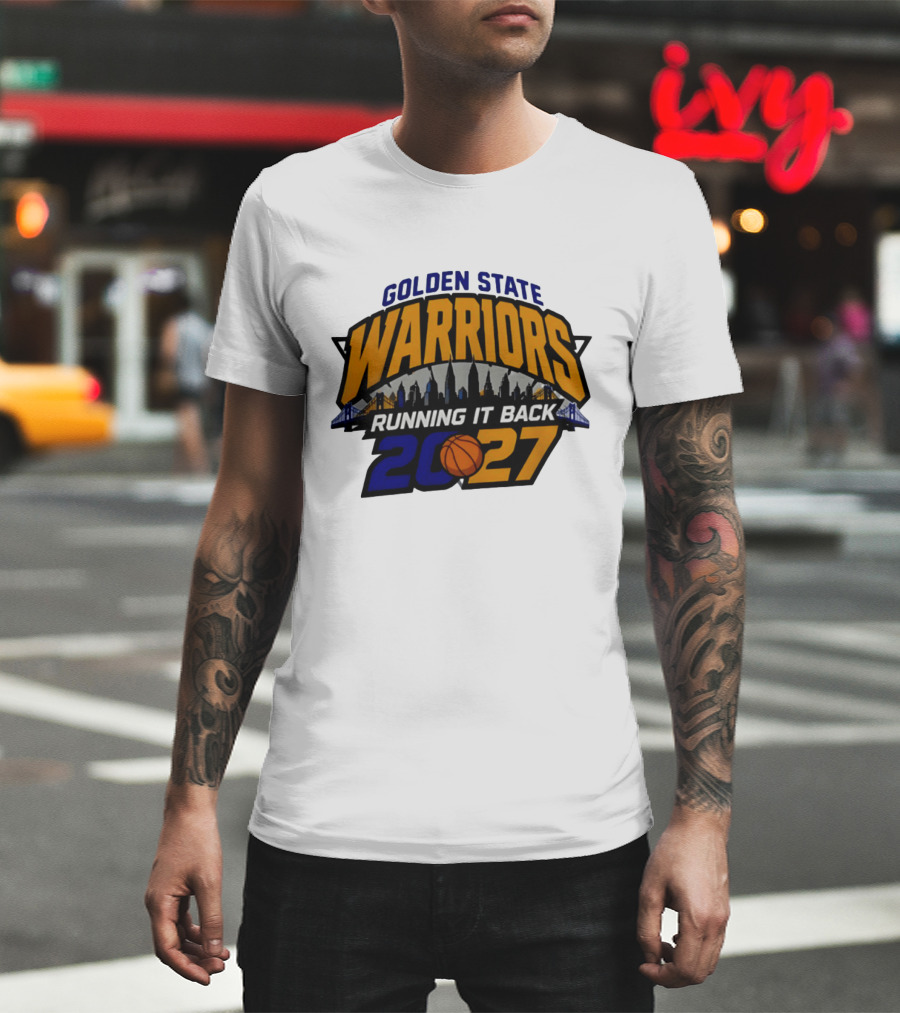 Golden State Warriors Running It Back 2027 Skyline NBA Basketball T-Shirt