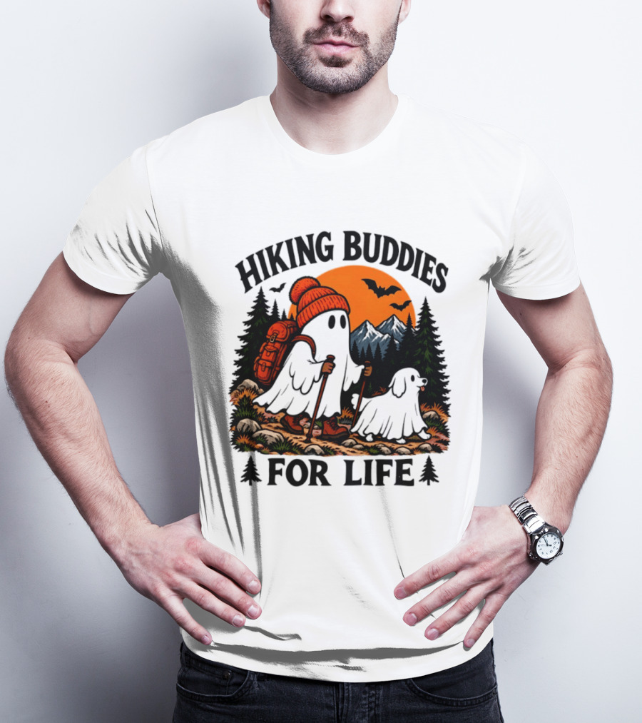 Hiking Buddies For Life Ghost And Dog Halloween Adventure T-Shirt