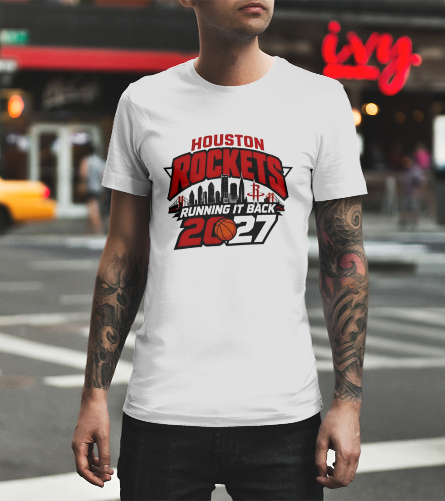Houston Rockets Running It Back 2027 NBA Skyline Basketball T-Shirt
