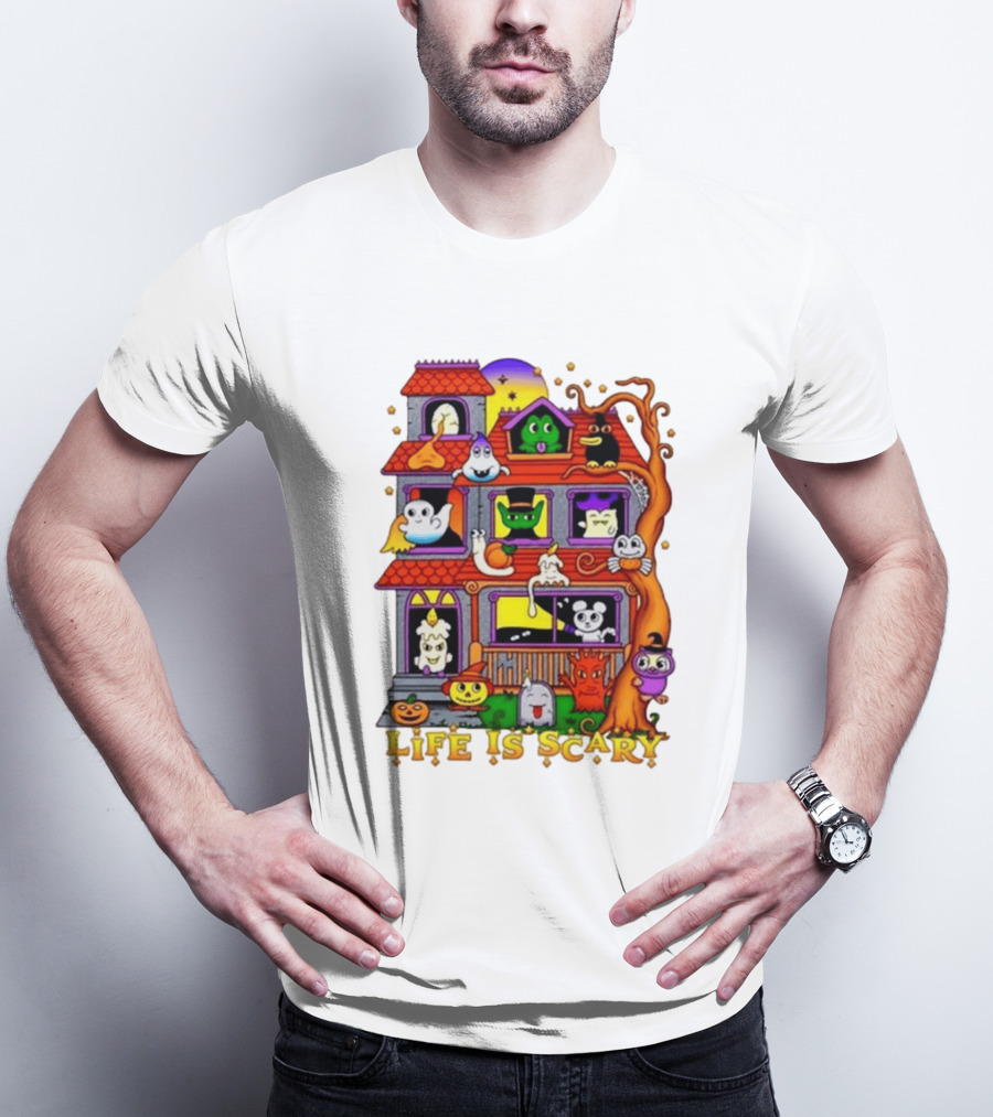 Life Is Scary Spooky Haunted House Halloween T-Shirt