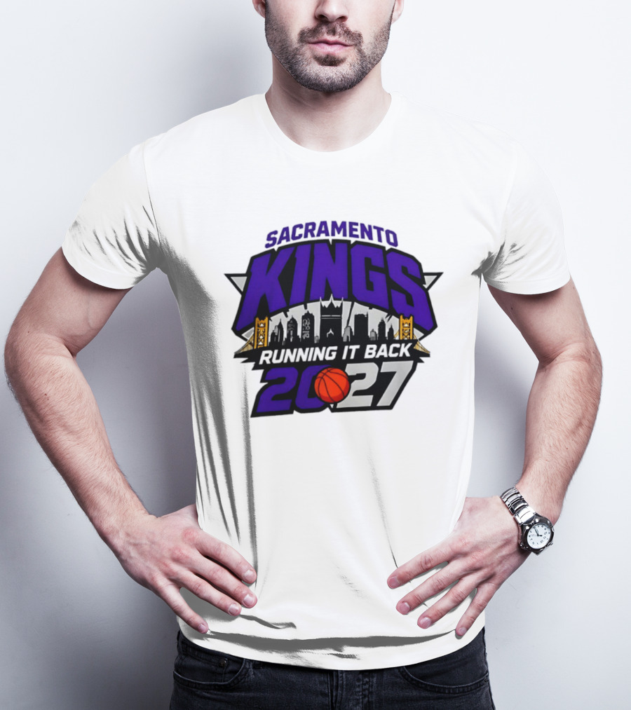 Sacramento Kings 2027 Running It Back Skyline Basketball T-Shirt