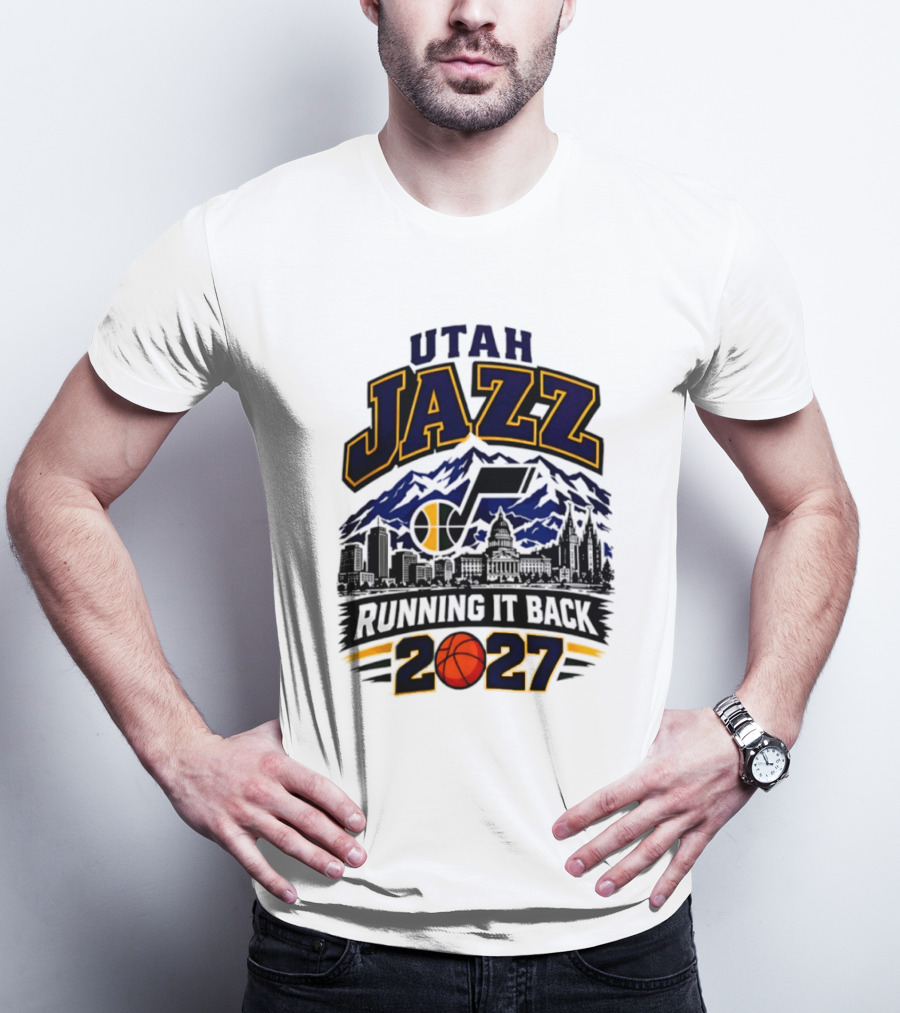 Utah Jazz Basketball Running It Back 2027 Skyline T-Shirt